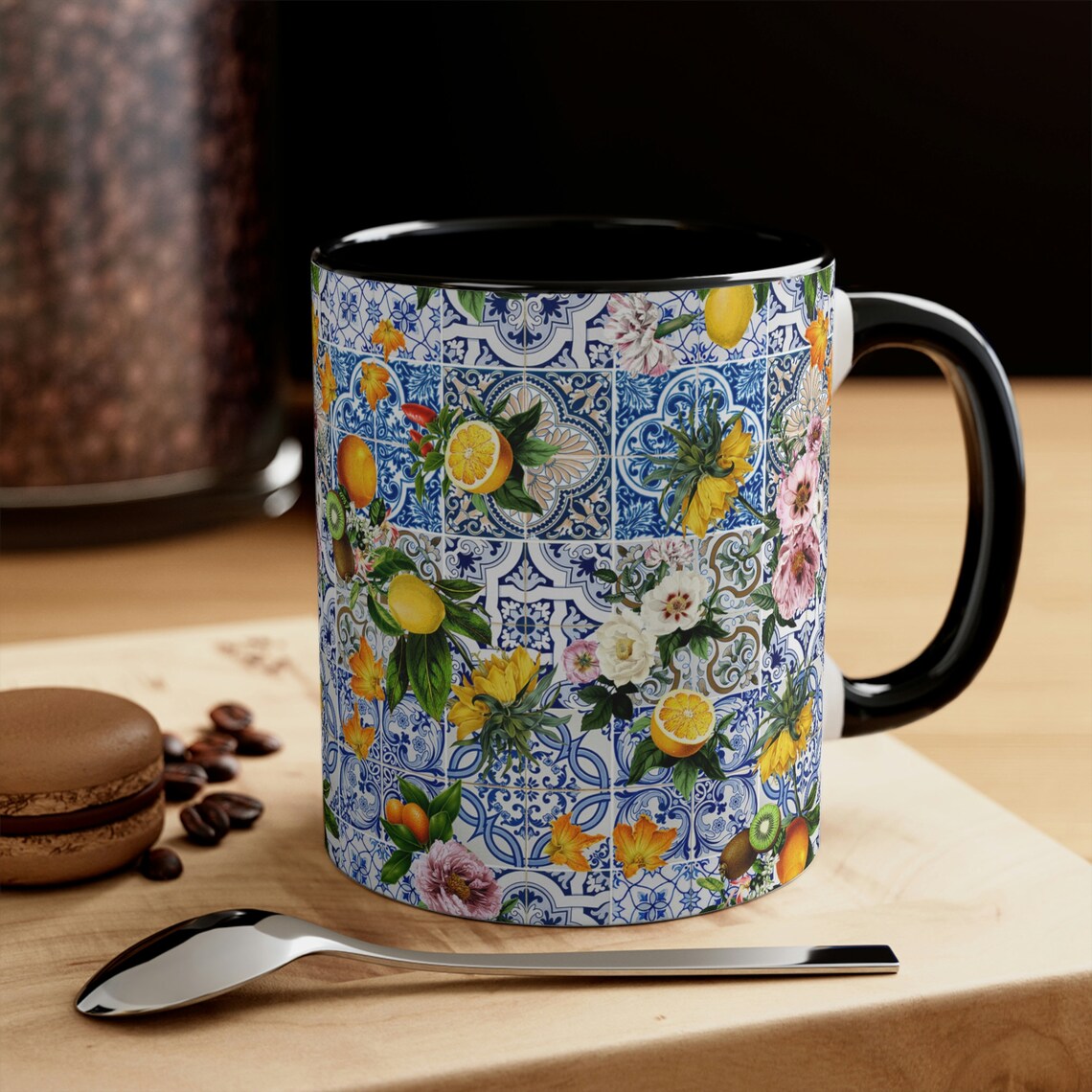 Italy Sicily Mug, Italian Sicilian Lemon Majolica Porcelain Tile Accent ...