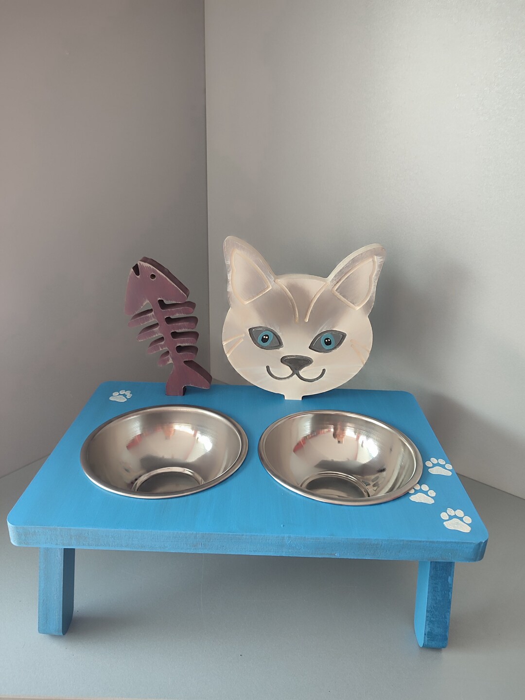 Breed of Your Cat Food Stand, Handmade Pet Decorate Feeder, Specially ...
