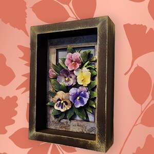 3D Wood Relief, Wall Painting, and Bunch of Violet Flowers, Paper ...