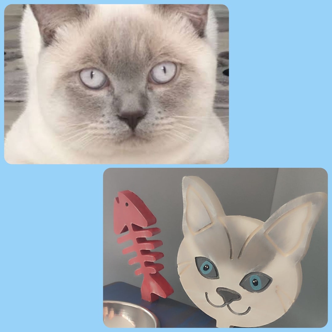 Breed of Your Cat Food Stand, Handmade Pet Decorate Feeder, Specially ...