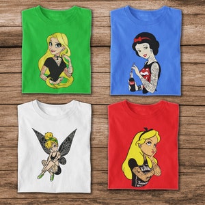 Disney Tattoo Rocker Princess Shirt, Disney Punk Princess Shirt, Tattoo ...