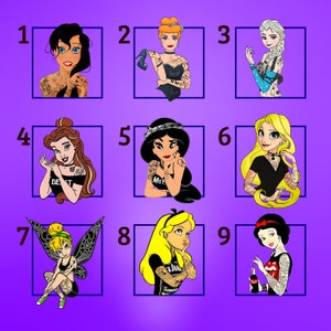 Disney Tattoo Rocker Princess Shirt, Disney Punk Princess Shirt, Tattoo ...