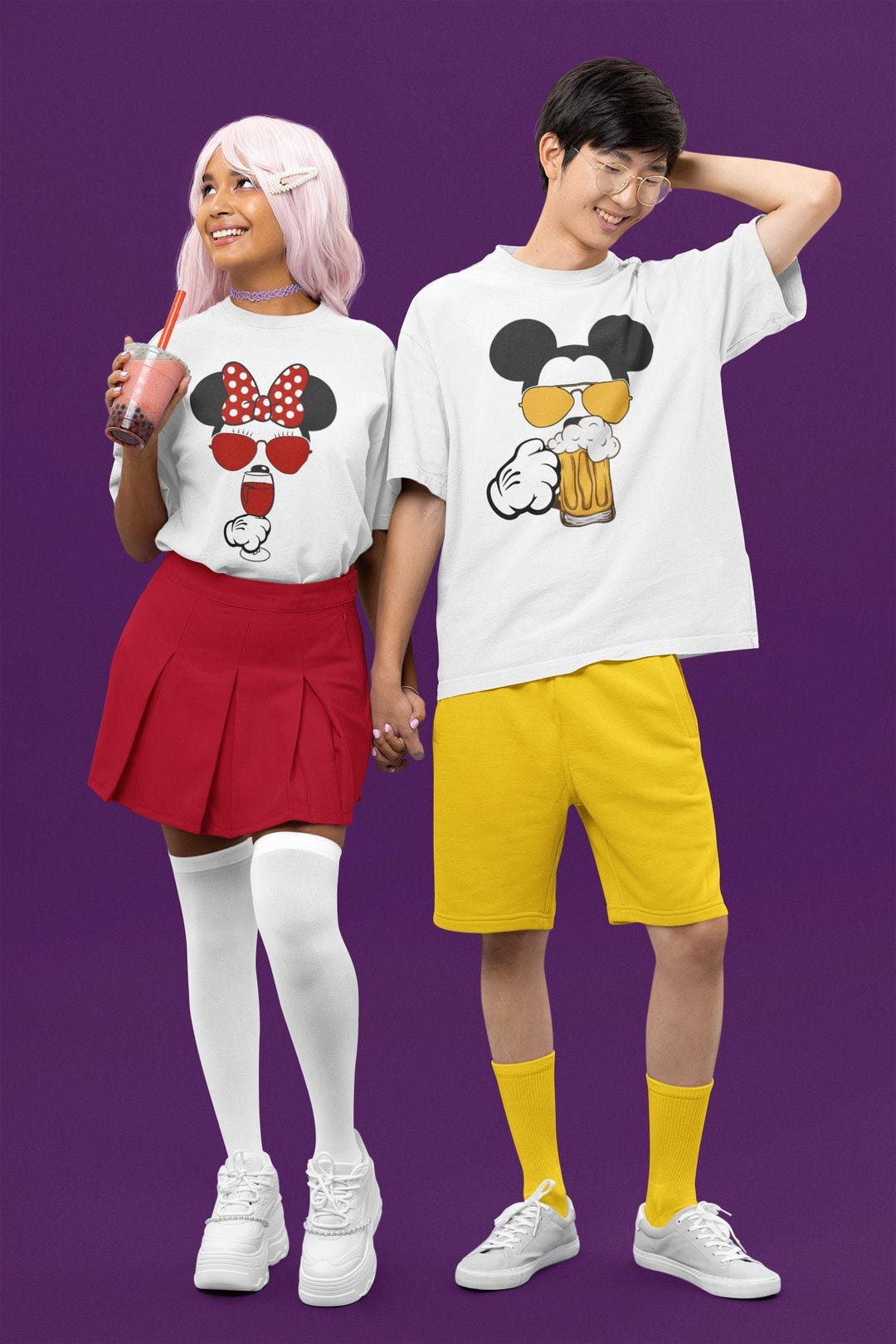 Mickey and Minnie Drinking Around Shirts, Drinking Around the World ...