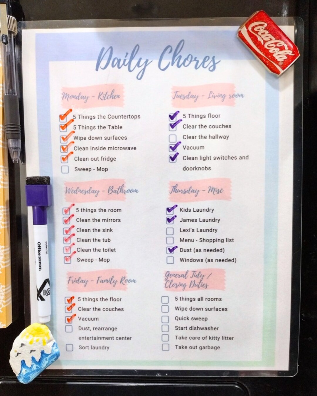Blank Chore Chart Template - Weekly, Daily, Organization, Cleaning - Etsy