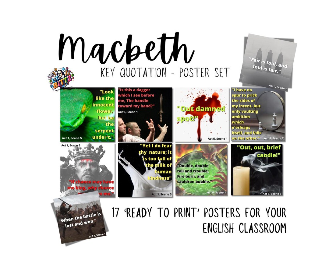 Macbeth Key Quote Posters - Etsy