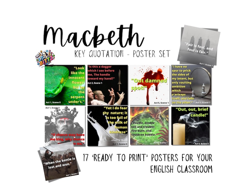 Macbeth Key Quote Posters - Etsy