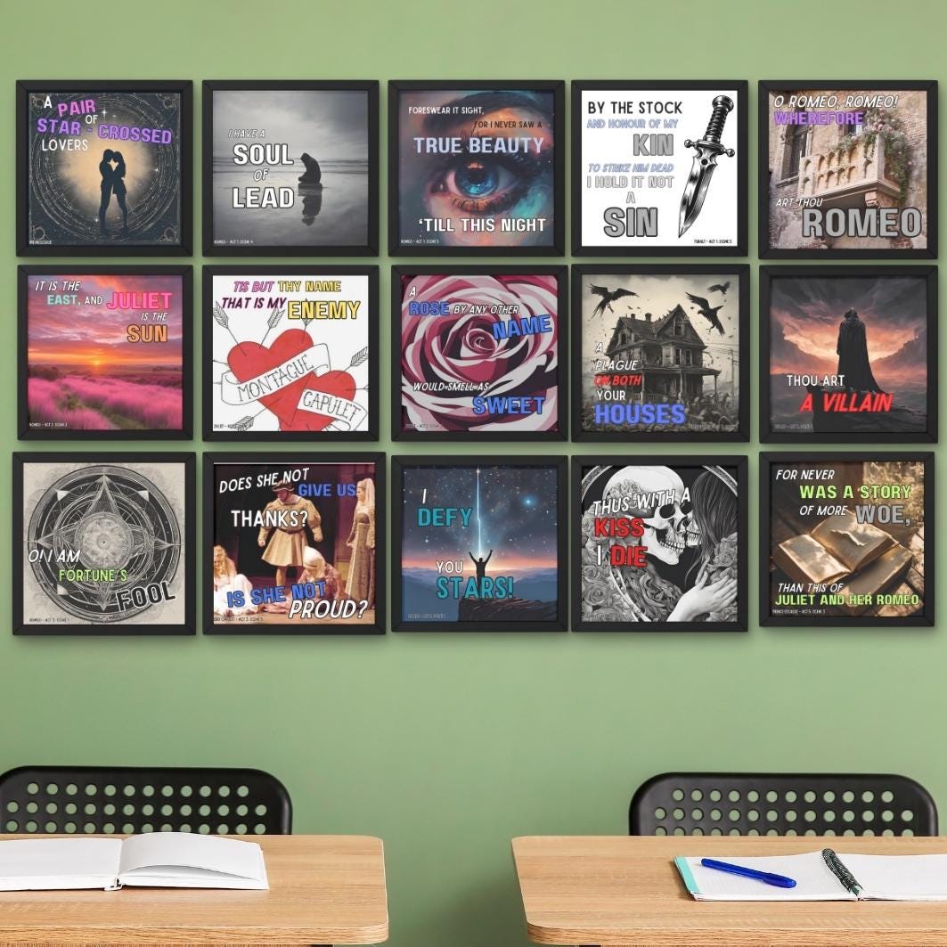 Romeo and Juliet Key Quote Posters - Etsy