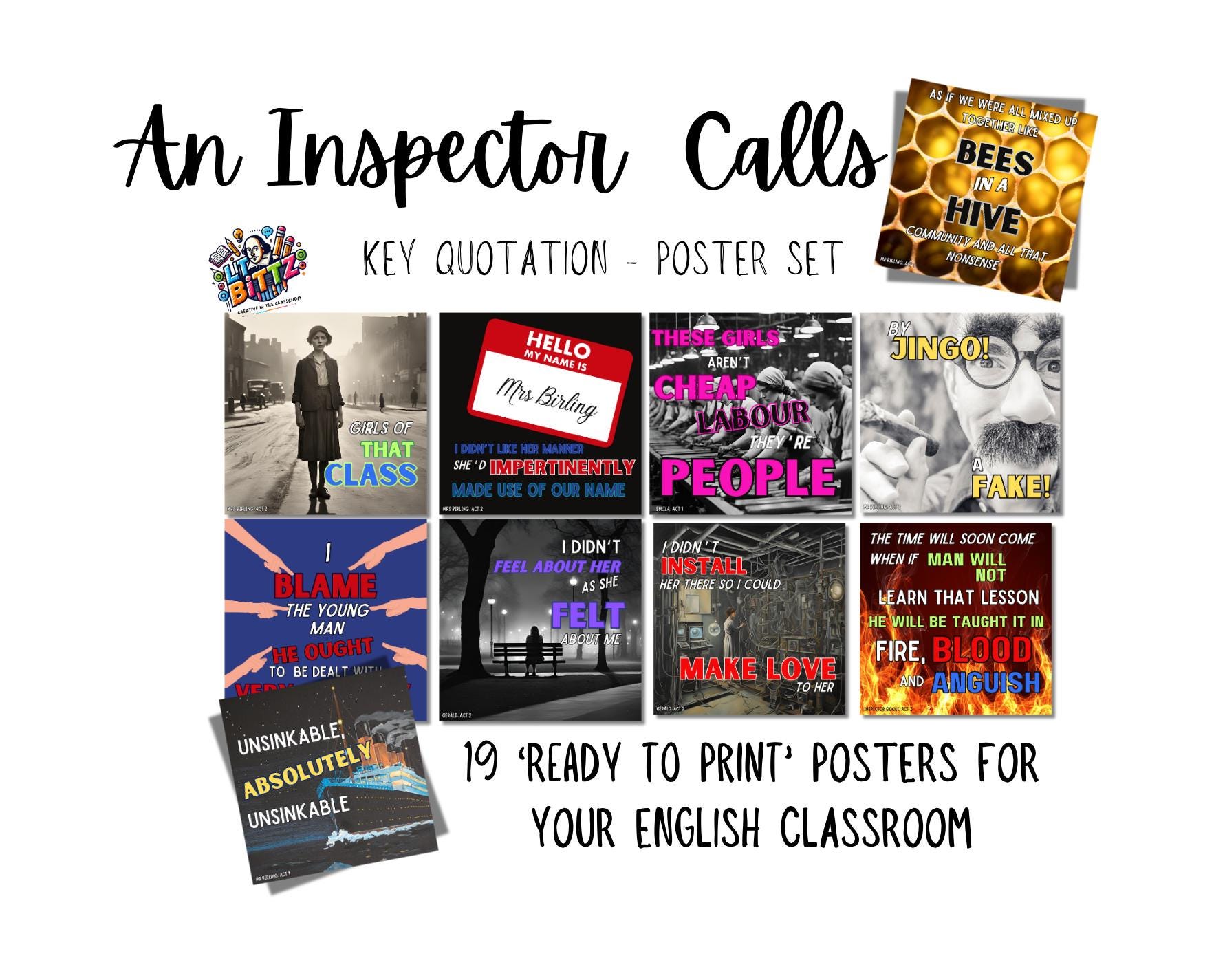 An Inspector Calls Key Quote Posters - Etsy UK