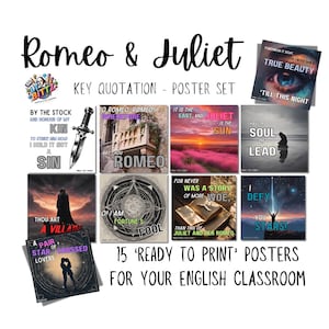 Romeo and Juliet Key Quote Posters - Etsy