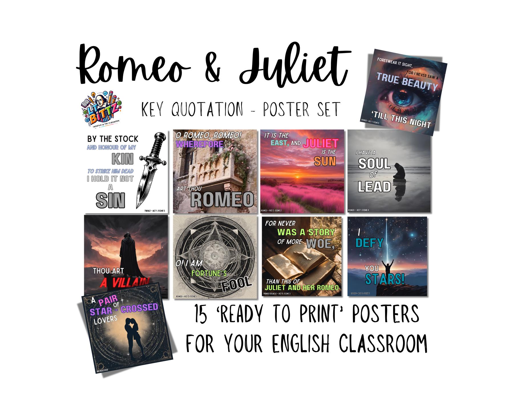 Romeo and Juliet Key Quote Posters - Etsy