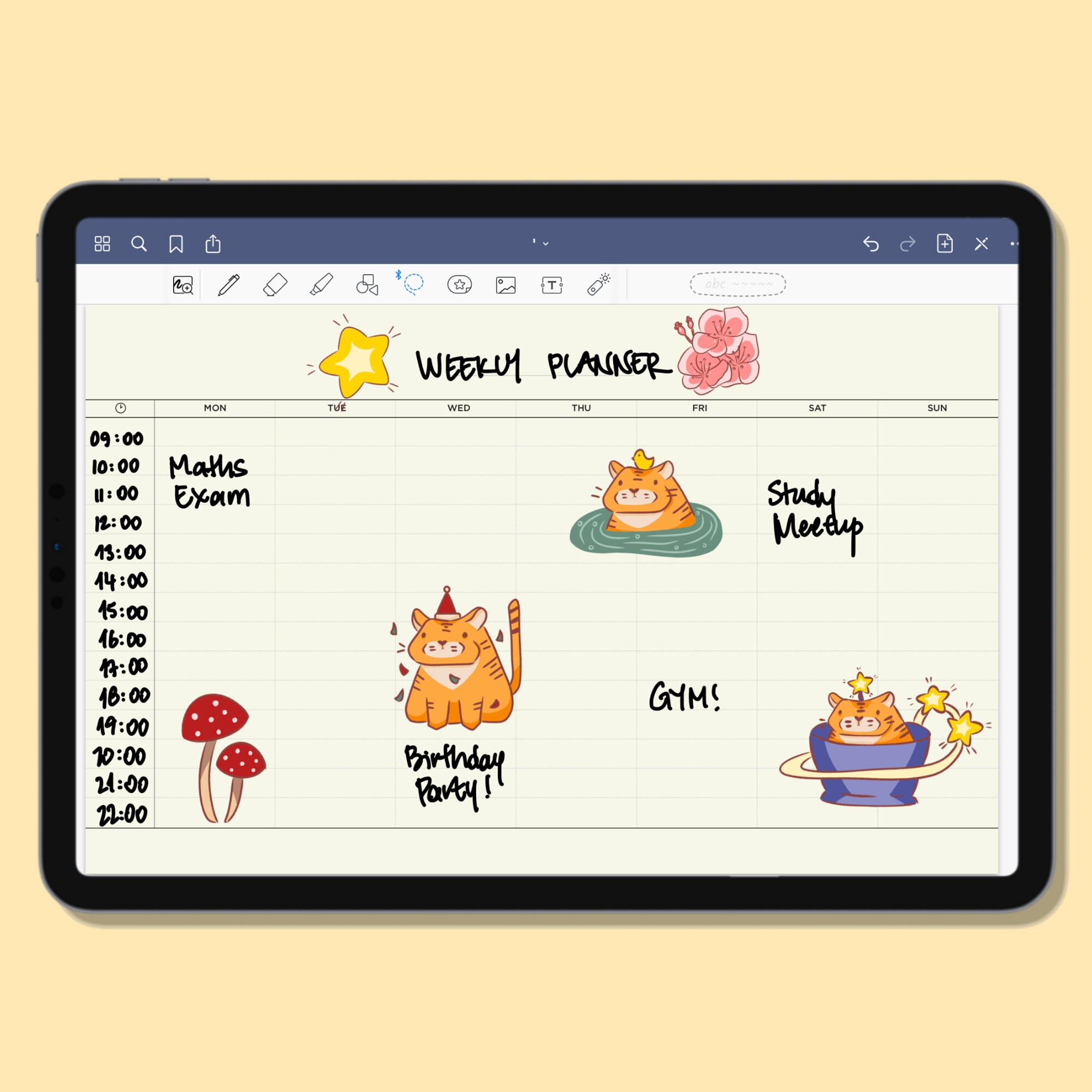 Cute Tiger Animal Illustration Digital Stickers, Goodnotes Notability ...