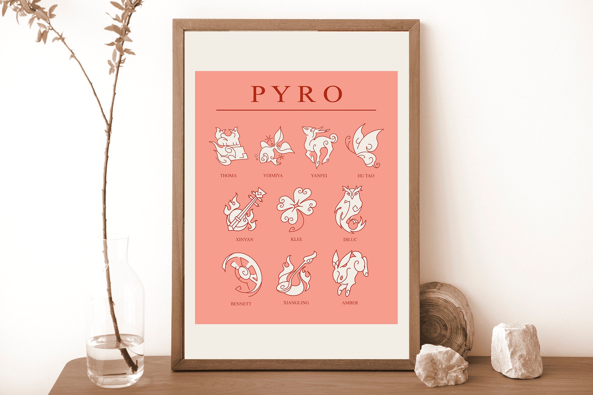Genshin Impact Pyro Characters Constellation Poster Digital - Etsy