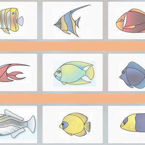 15 Piece Tropical Fishes Coral Reef Stained Glass Pattern. Instant ...