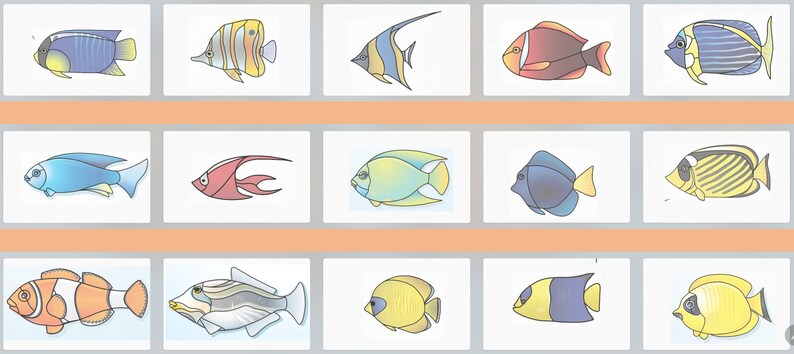 15 Piece Tropical Fishes Coral Reef Stained Glass Pattern. Instant ...