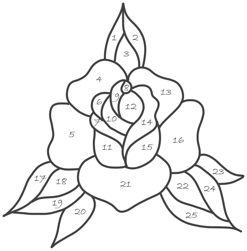 Rose Stained Glass Pattern PDF Instant Digital Download 3 - Etsy