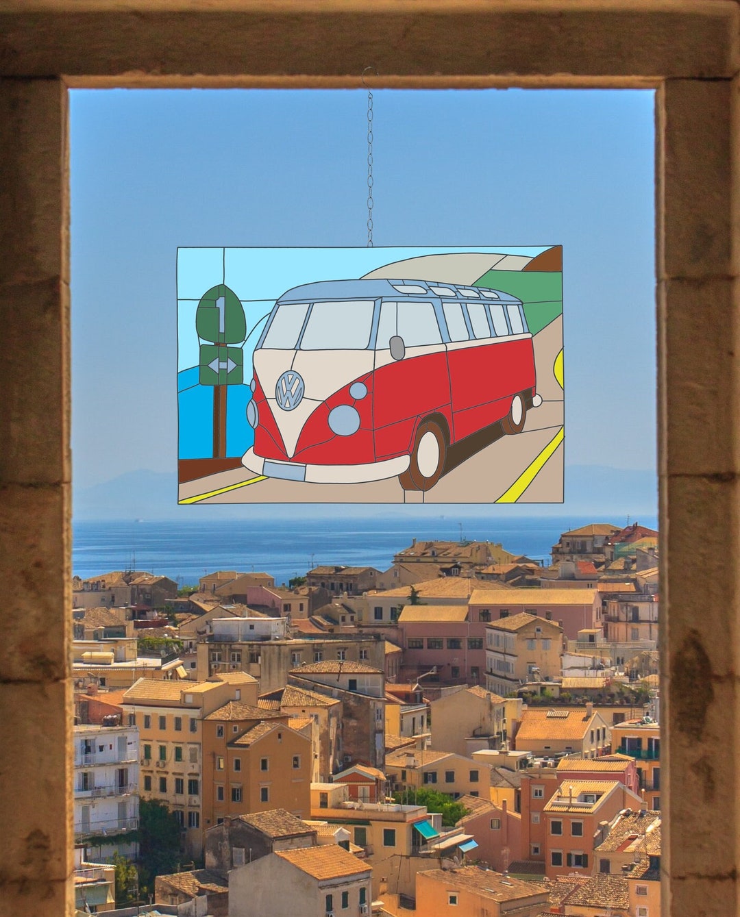 VW Transporter Car Vintage Volkswagen Bus Stained Glass Pattern, 6 ...