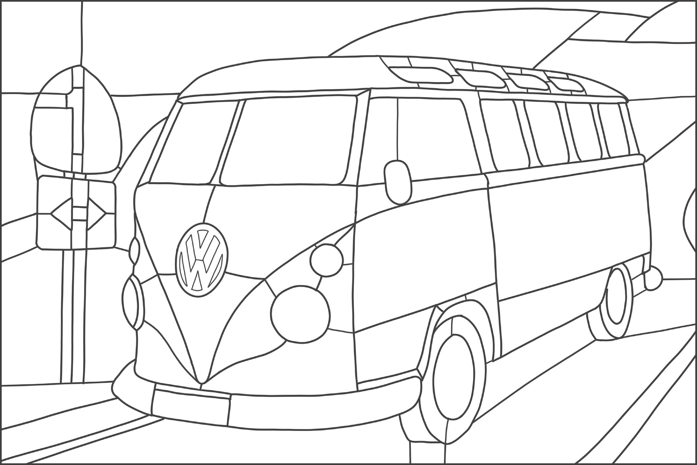 VW Transporter Car Vintage Volkswagen Bus Stained Glass Pattern, 6 ...