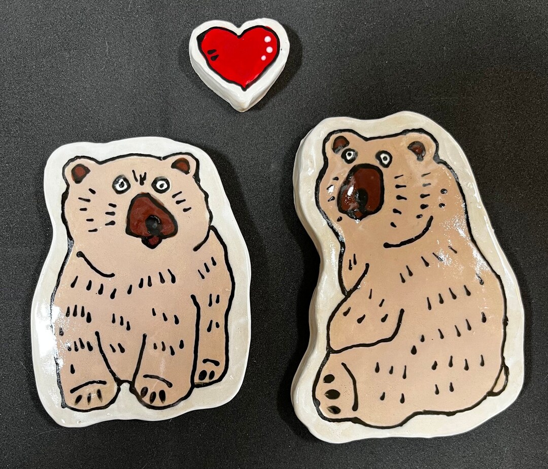 Bear Tile Bear and Heart Tile Mosaic Bear Tile Set Brown - Etsy