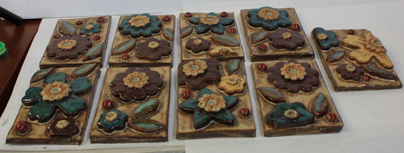 Handmade Flower Tile, Ceramic Flower Tiles, Bathroom Tiles, Fireplace ...