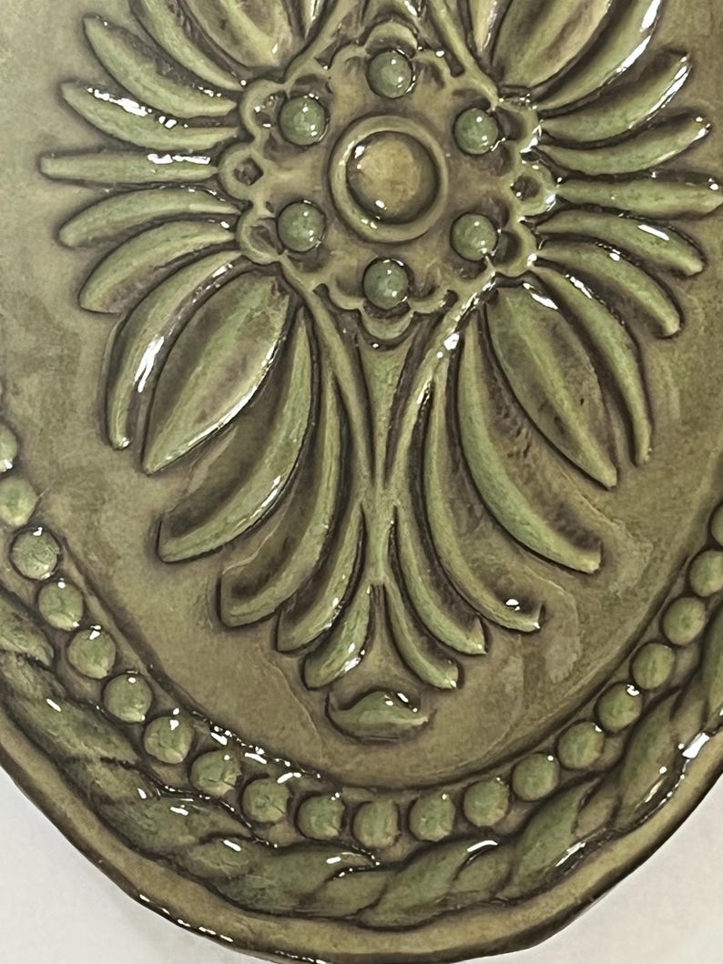 Victorian Ceramic Tile, Green Handmade Tile, 5 X 7 Ceramic Tile for ...