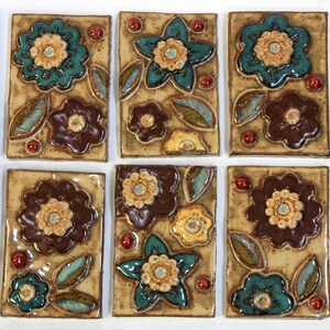 Handmade Flower Tile, Ceramic Flower Tiles, Bathroom Tiles, Fireplace ...