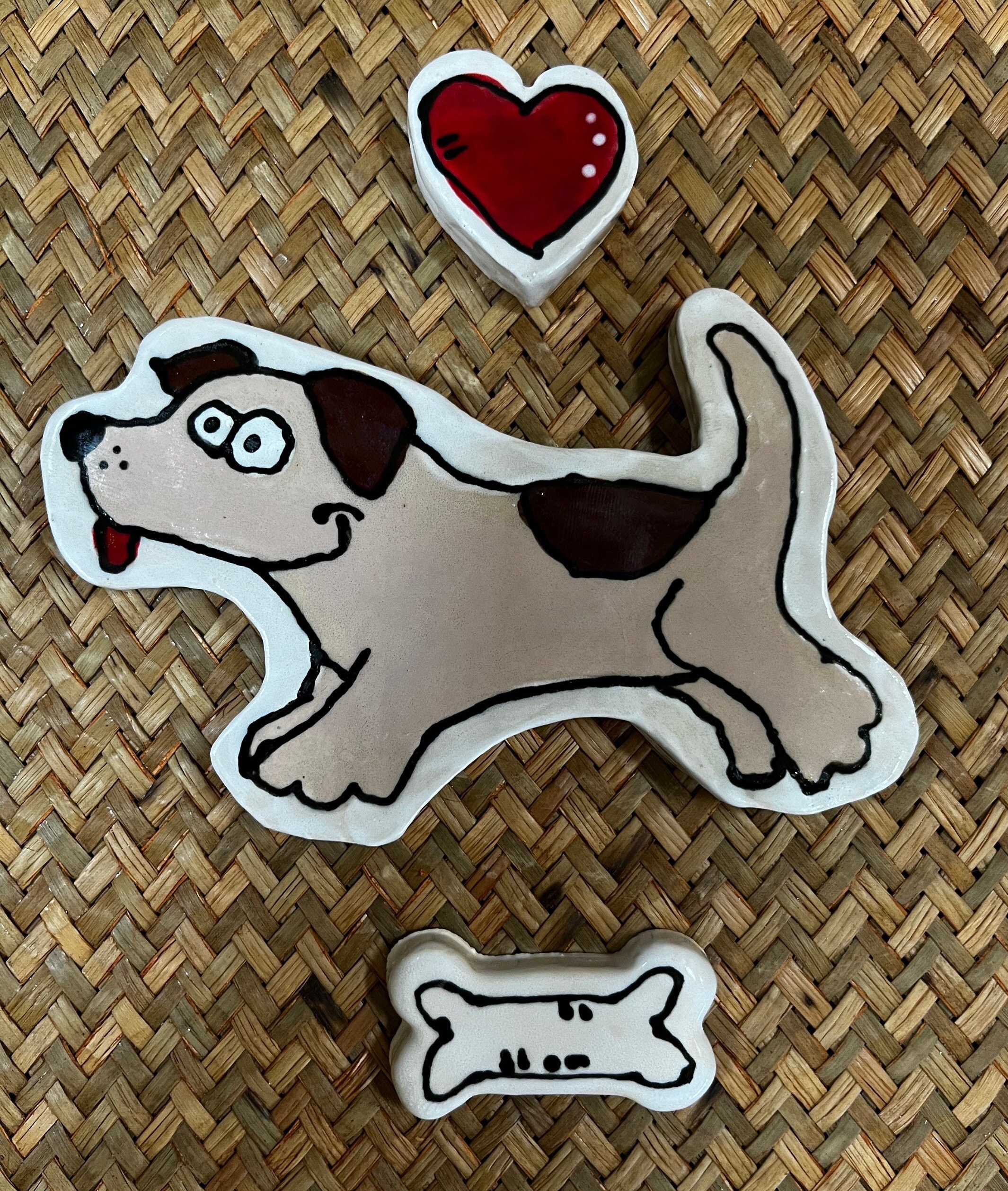 Dog Tile Set Dog Bone and Heart Tile Set Dog Lovers Gift - Etsy