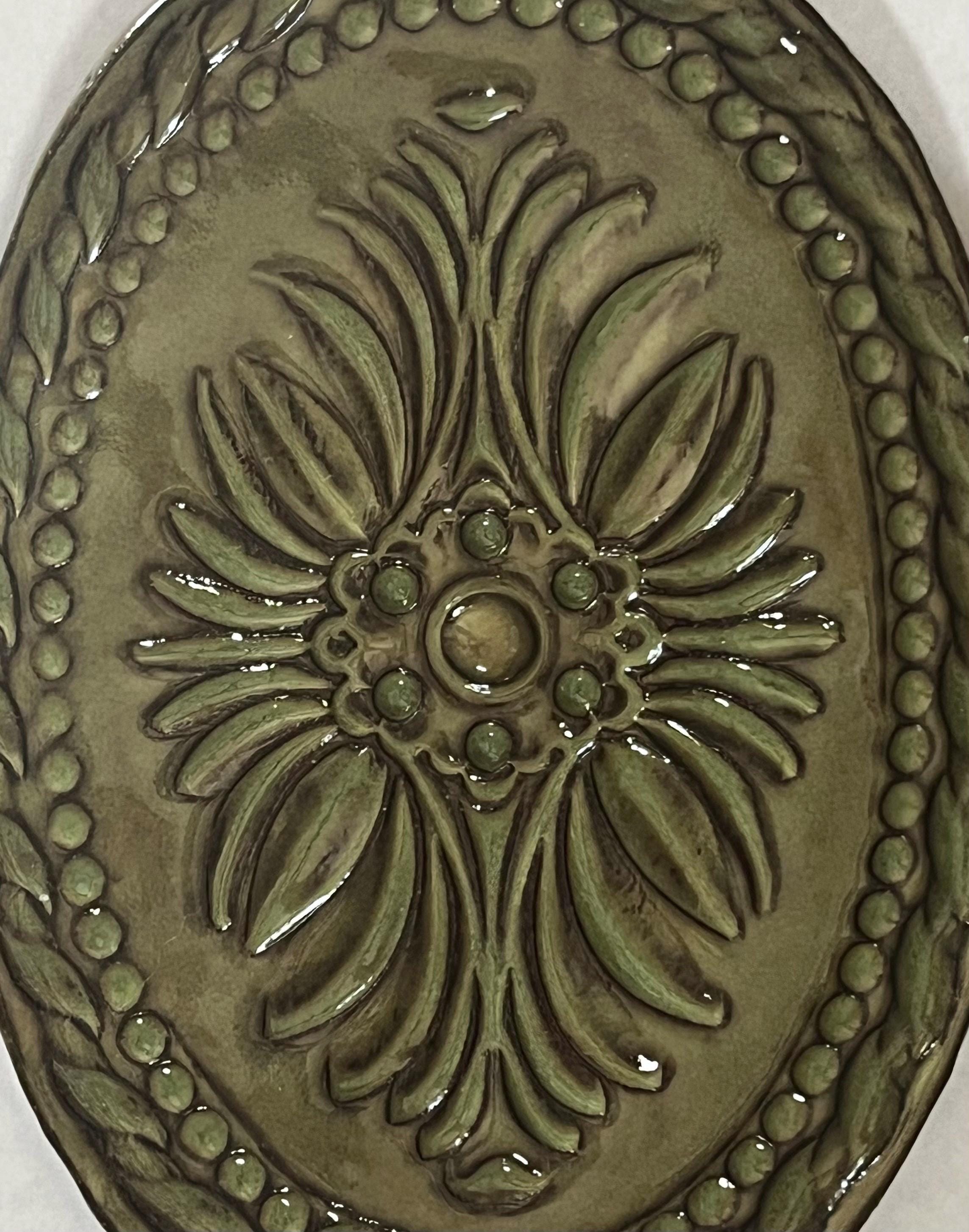 Victorian Ceramic Tile, Green Handmade Tile, 5 X 7 Ceramic Tile for ...