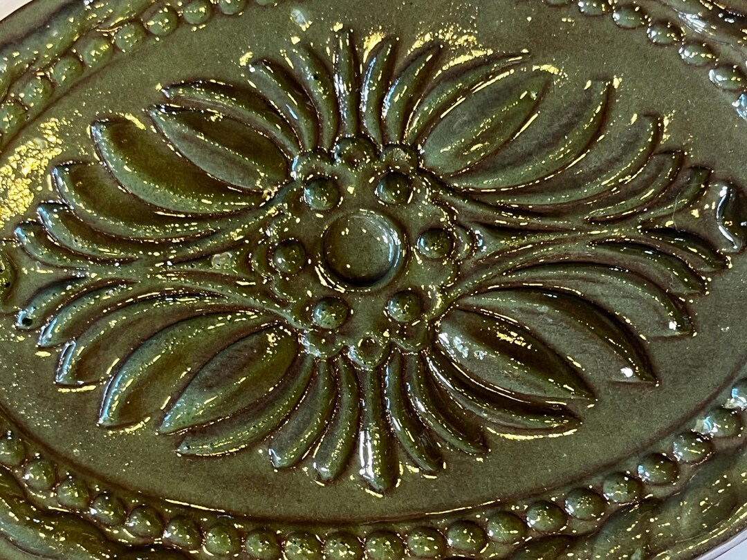 Victorian Ceramic Tile, Green Handmade Tile, 5 X 7 Ceramic Tile for ...