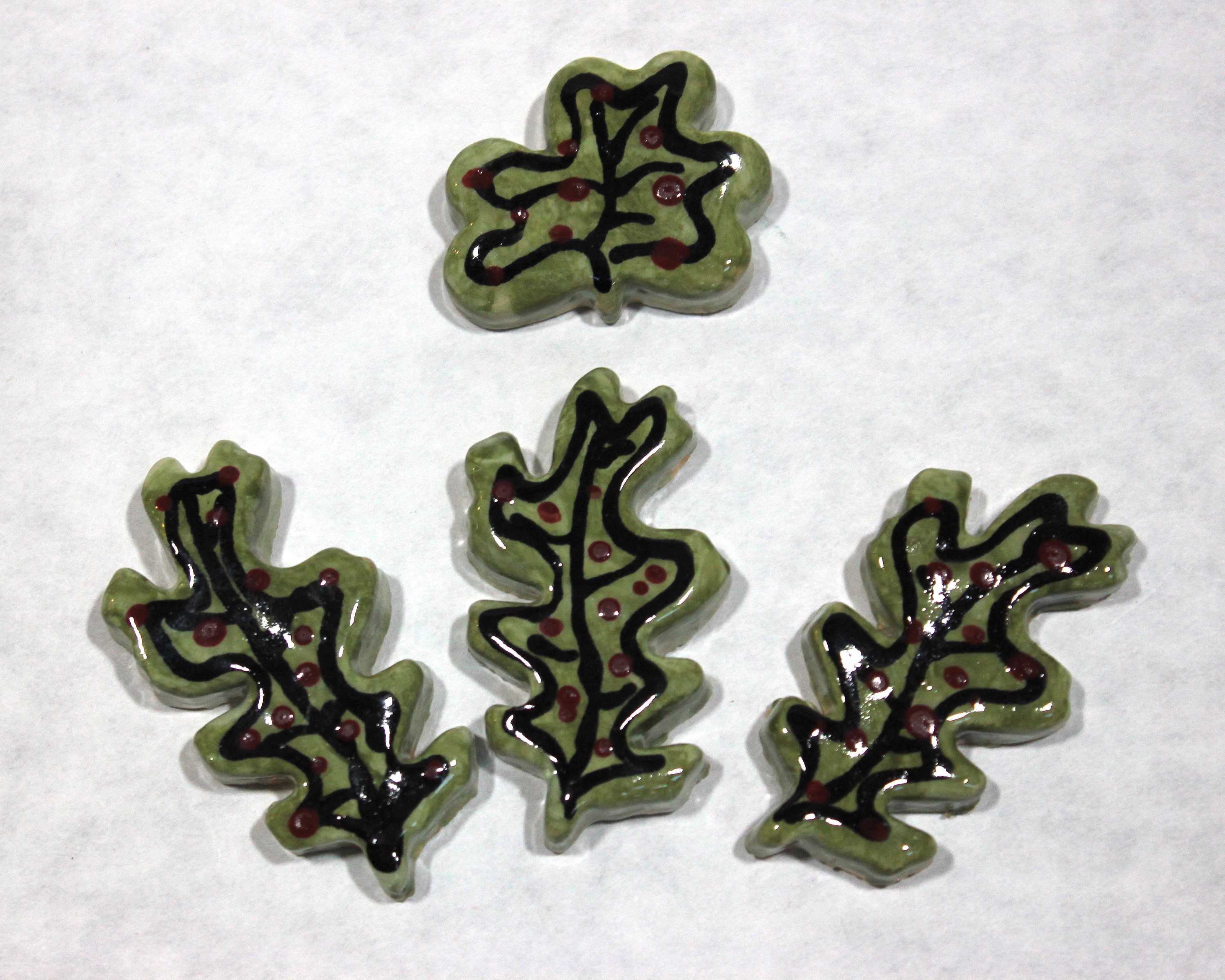 Ceramic Leaf Tile Set of Four, Leaf Tiles for Mosaics, Leaf Tiles for ...