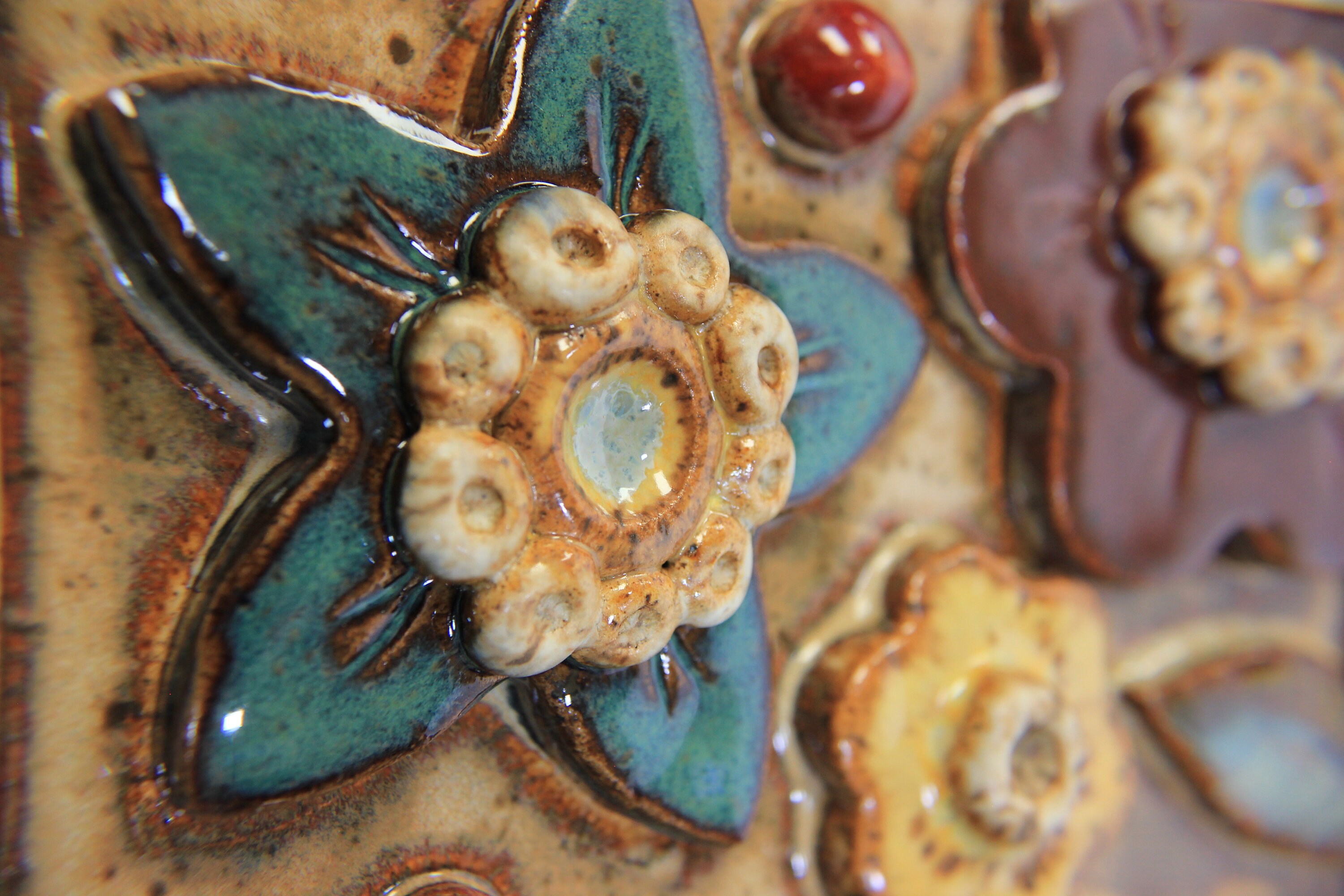 Handmade Flower Tile, Ceramic Flower Tiles, Bathroom Tiles, Fireplace ...