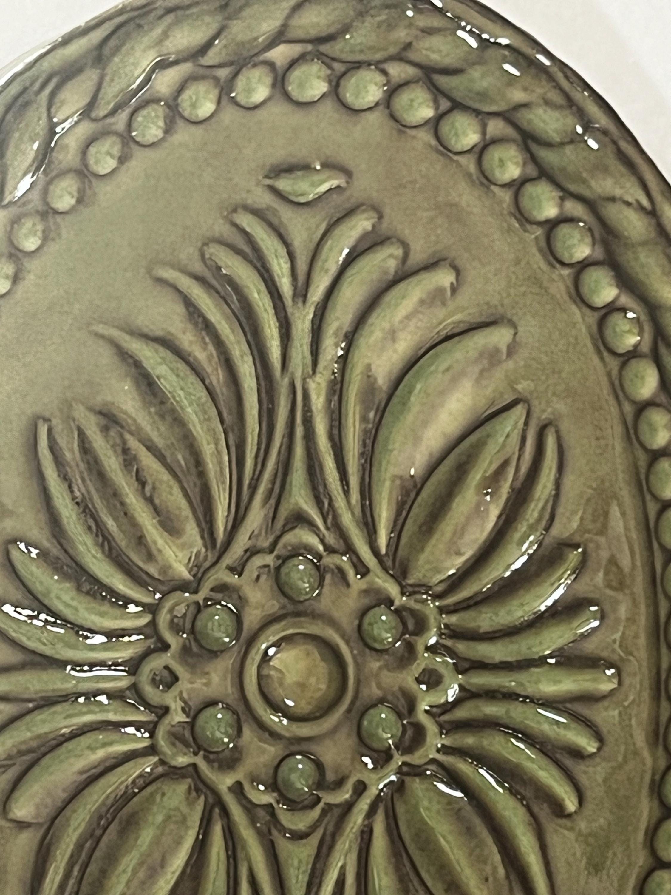 Victorian Ceramic Tile, Green Handmade Tile, 5 X 7 Ceramic Tile for ...