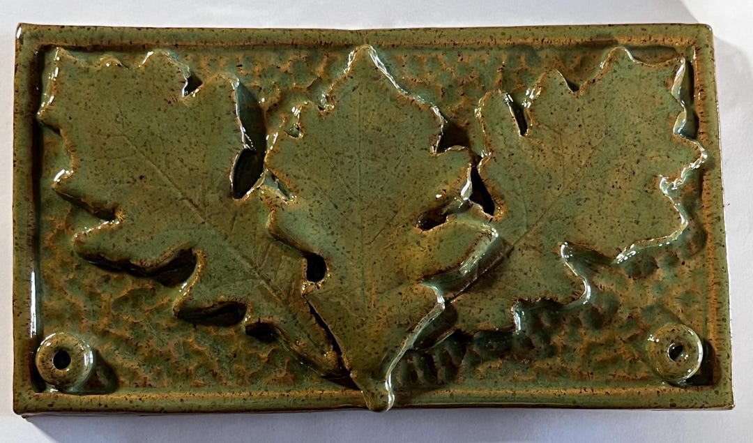 Oak Leaf Ceramic Tile, Handmade Oak Leaf Tile, 4.5 X 8 Oak Leaf Tile ...