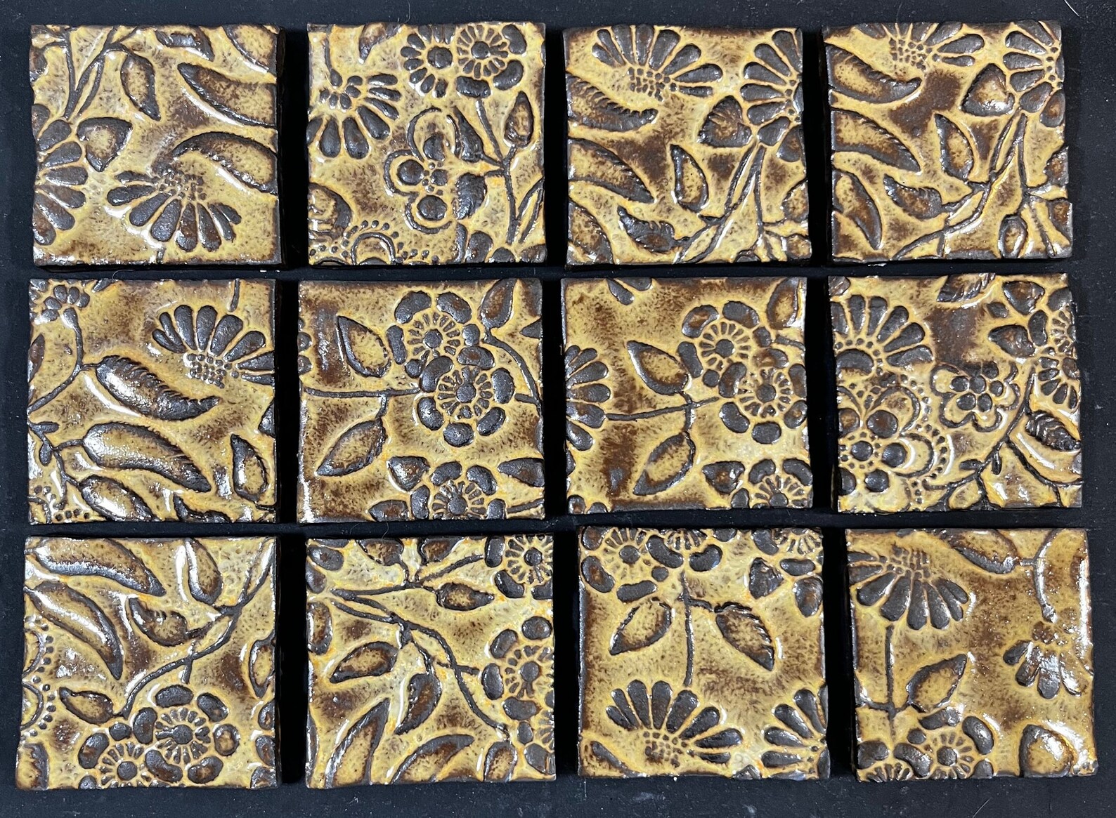 Yellow Flower Tile, Art Tile, Handmade Tile, Cottage Style Tile ...