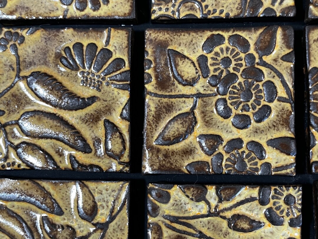 Yellow Flower Tile, Art Tile, Handmade Tile, Cottage Style Tile ...