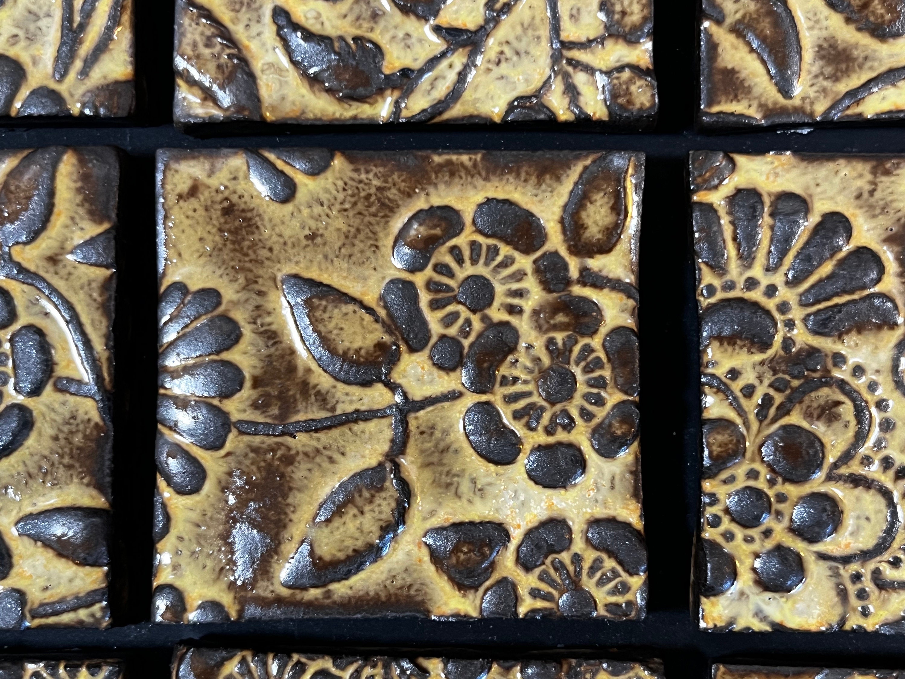 Yellow Flower Tile, Art Tile, Handmade Tile, Cottage Style Tile ...