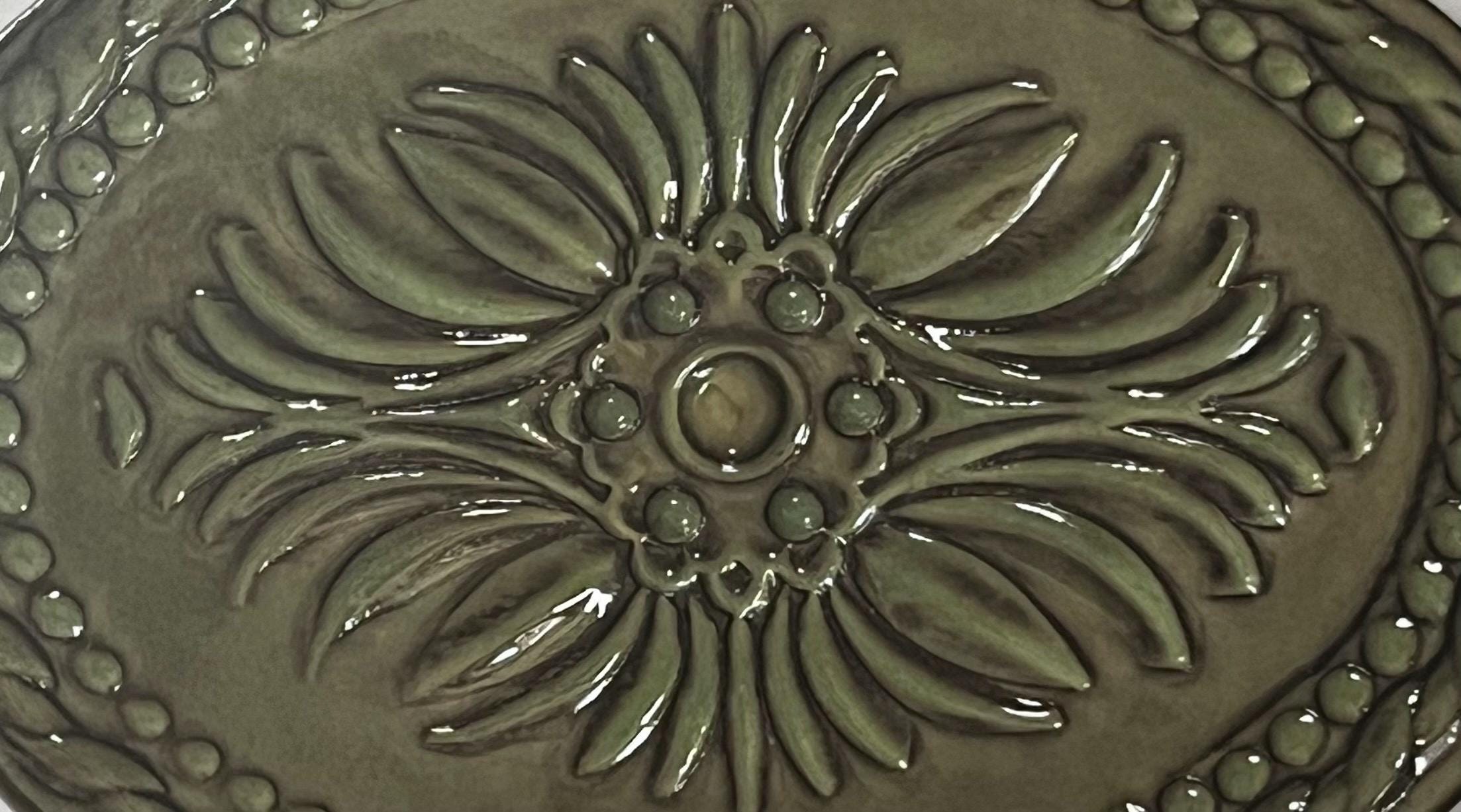 Victorian Ceramic Tile, Green Handmade Tile, 5 X 7 Ceramic Tile for ...