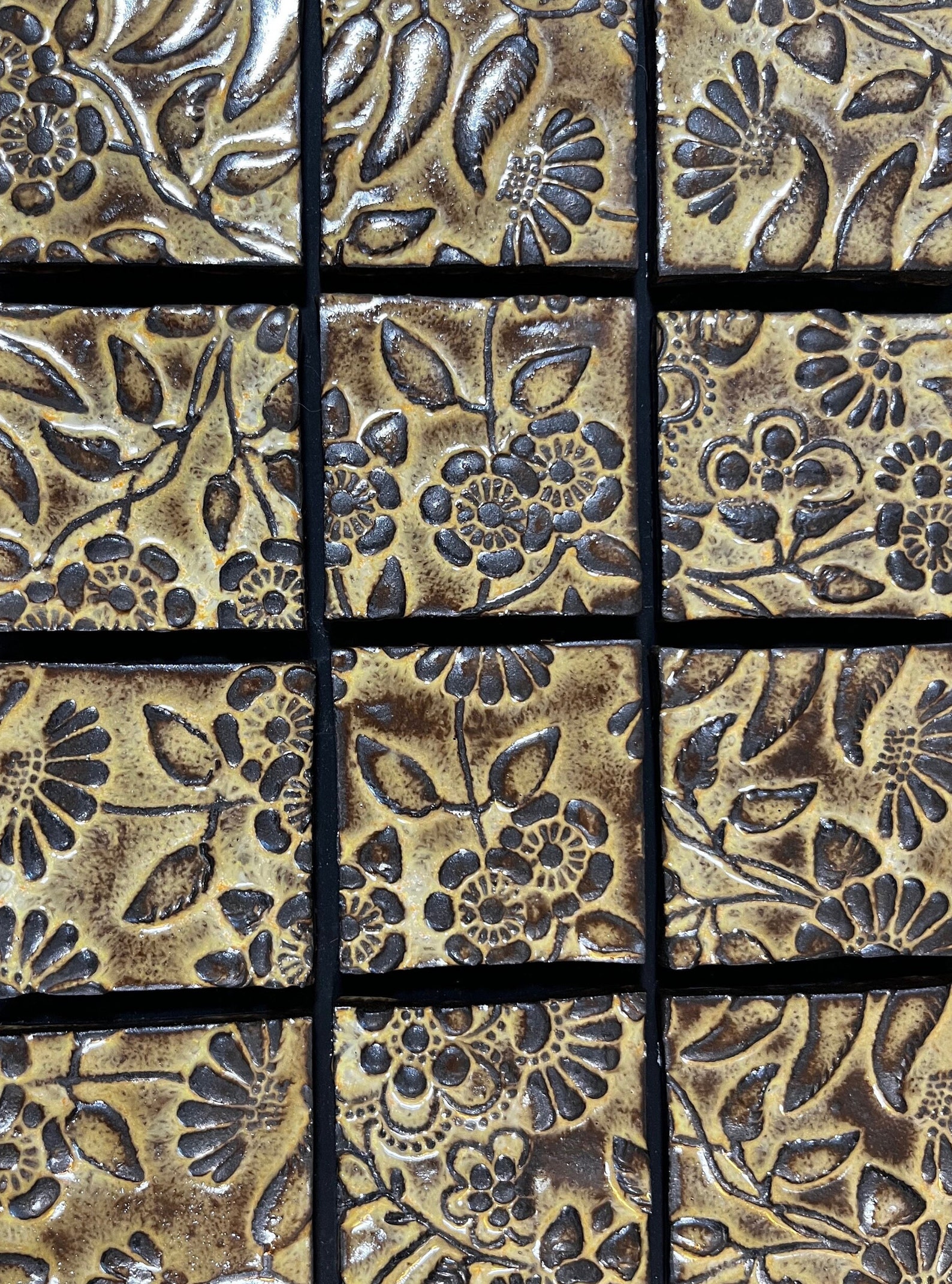 Yellow Flower Tile, Art Tile, Handmade Tile, Cottage Style Tile ...