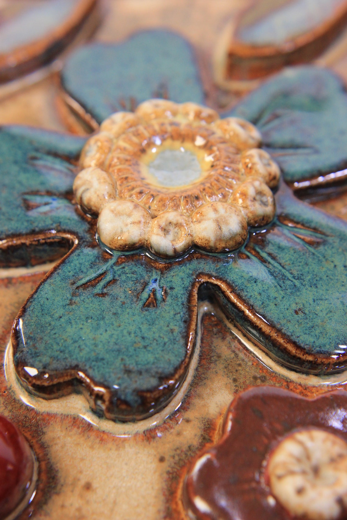 Handmade Flower Tile, Ceramic Flower Tiles, Bathroom Tiles, Fireplace ...