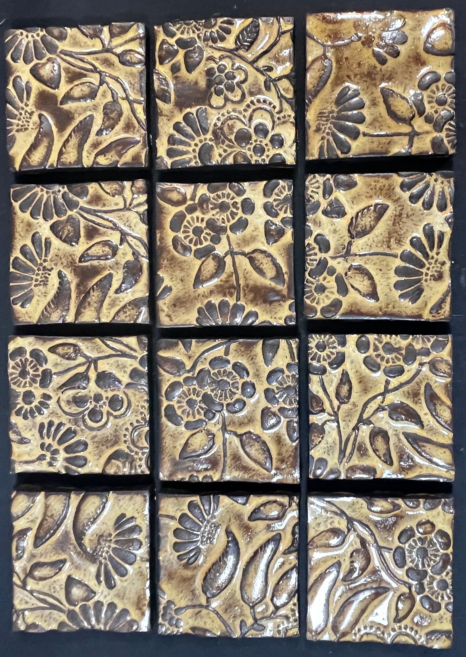 Yellow Flower Tile, Art Tile, Handmade Tile, Cottage Style Tile ...