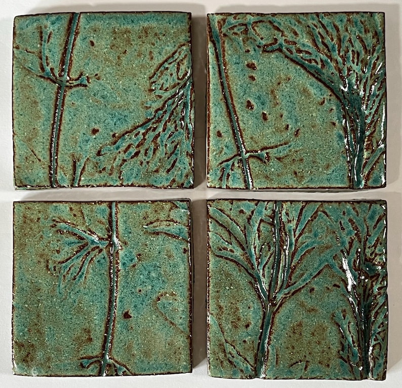 4 Tile Set, Crafting Tiles, Ceramic Tile Set, Handmade Tile, Art Tile ...