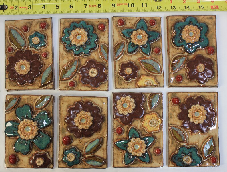 Handmade Flower Tile, Ceramic Flower Tiles, Bathroom Tiles, Fireplace ...