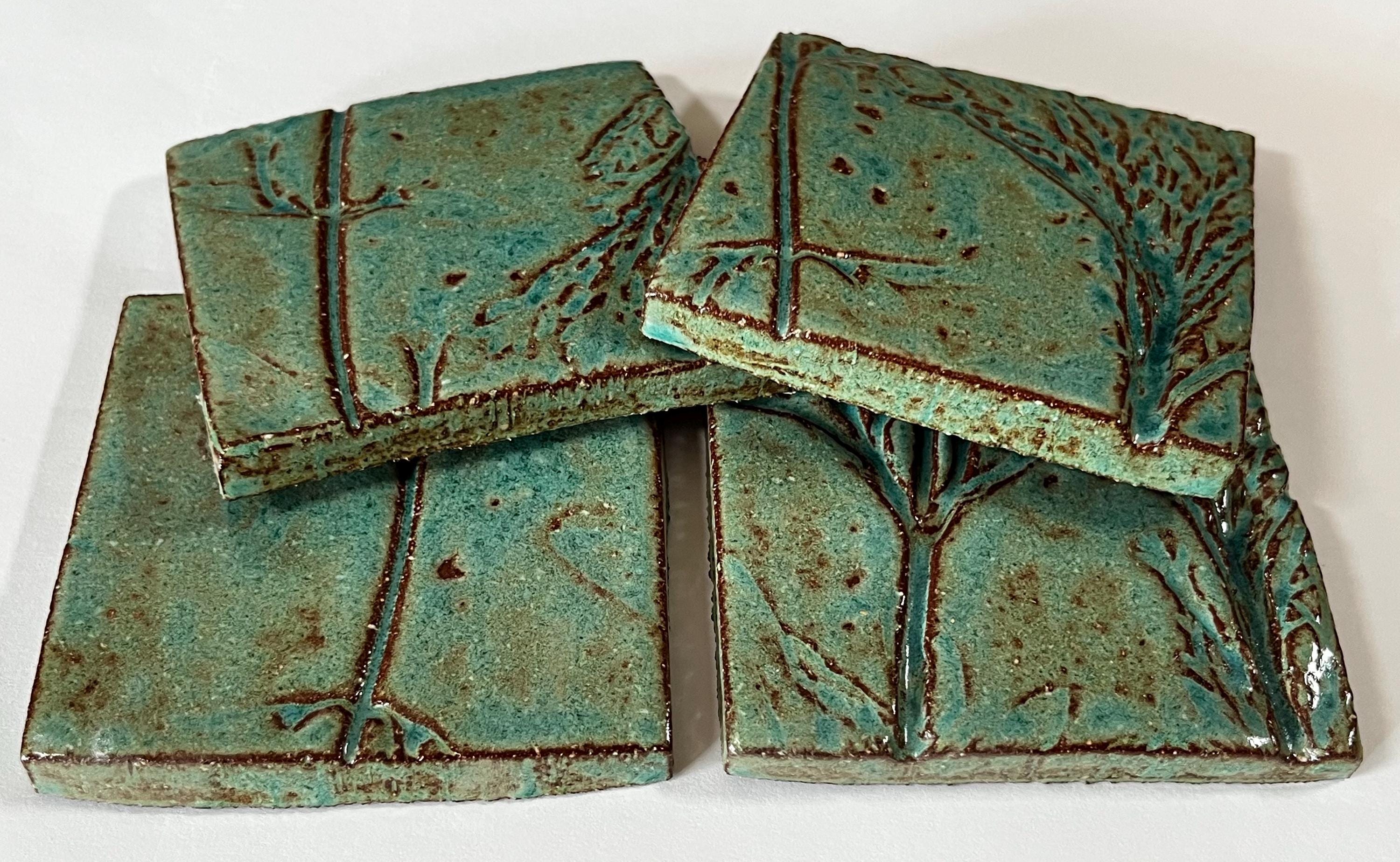 4 Tile Set, Crafting Tiles, Ceramic Tile Set, Handmade Tile, Art Tile ...