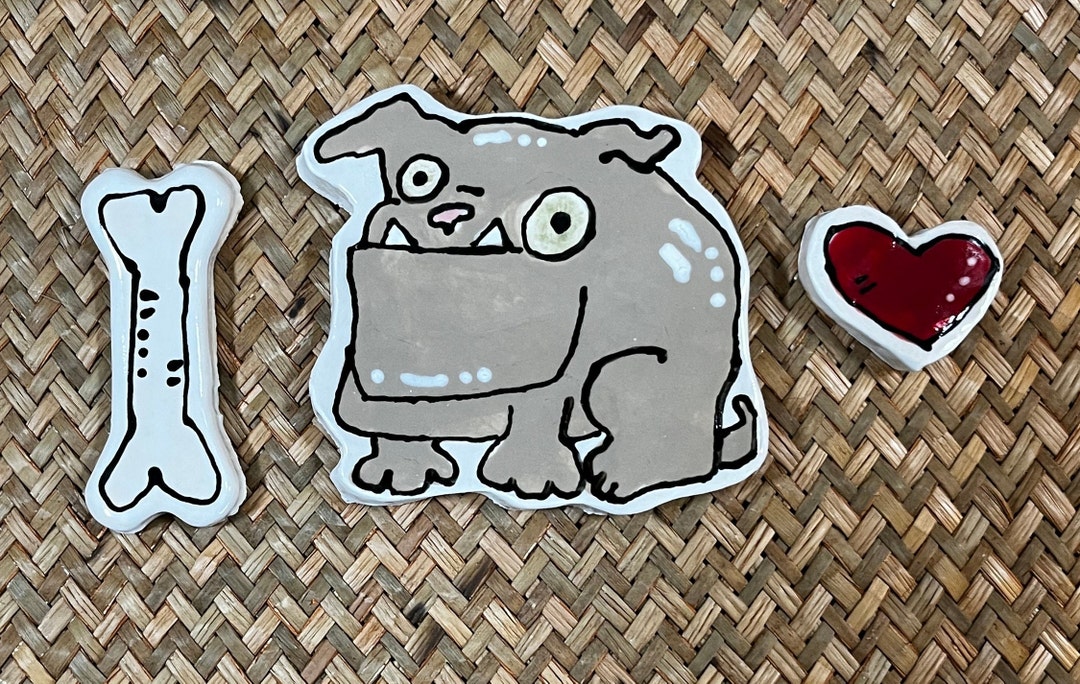 Bulldog Tile Set Bulldog and Bone Art Tile Set Dog Tile - Etsy