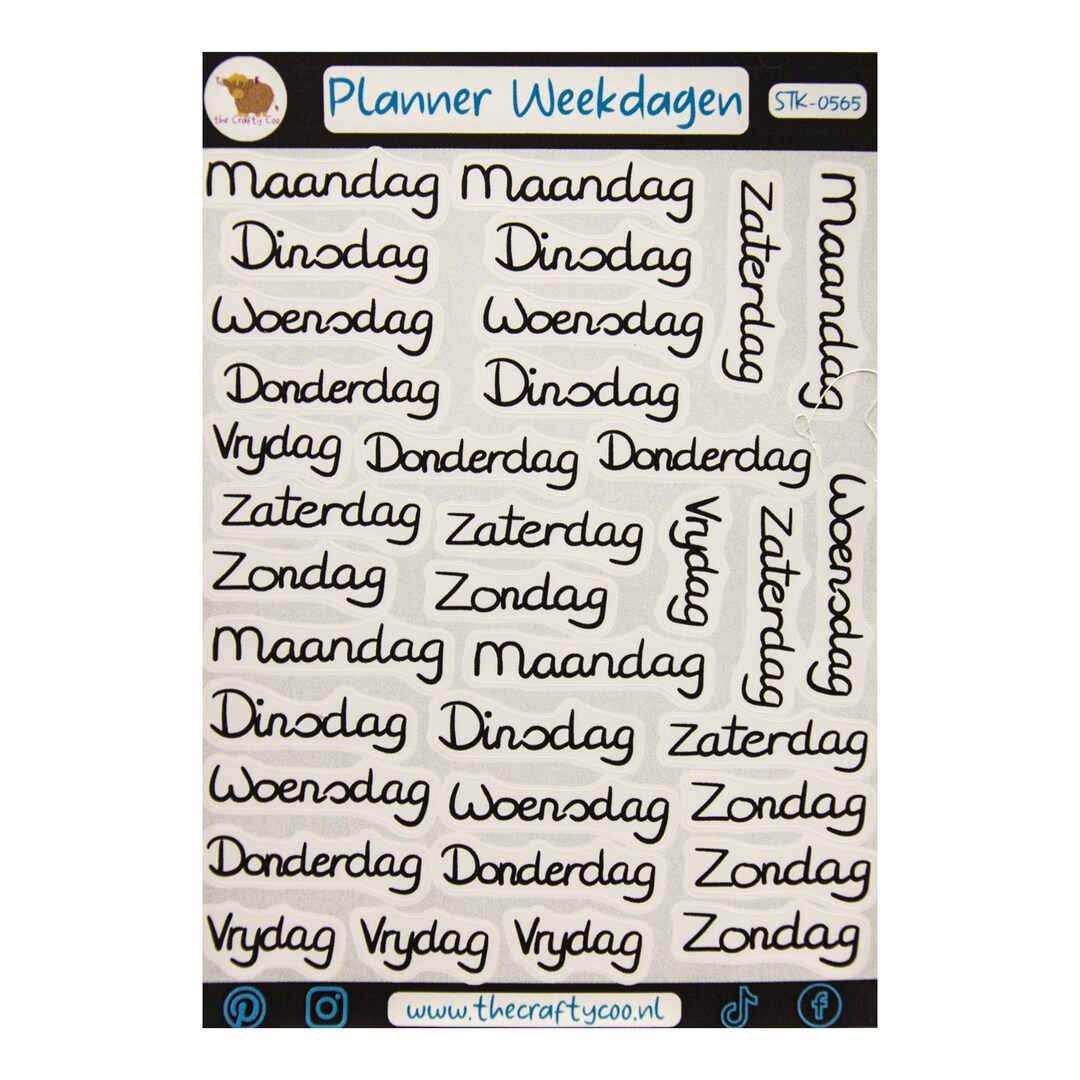 Planner Weekdays Capital Letters Planner Stickers Week - Etsy