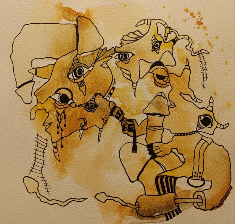 Pareidolia : Taboo Watercolor Drawing - Etsy