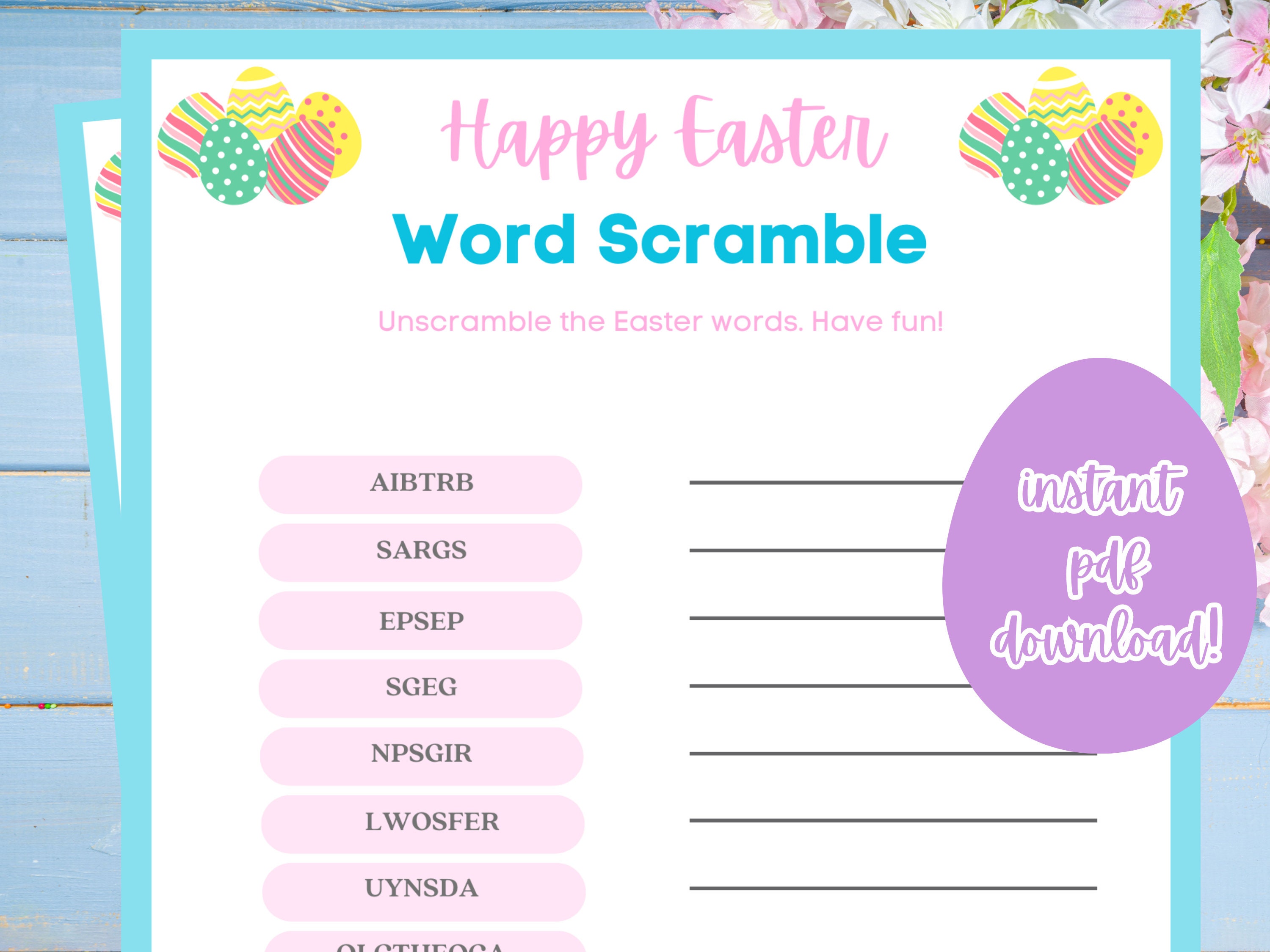 Easter Word Scramble | Easter Printable Games | Easter Kid Games ...