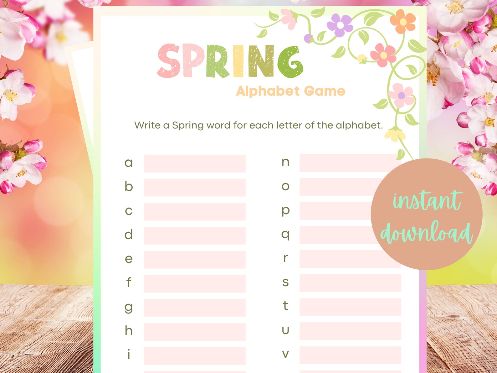Printable Spring Abcs Alphabet Game Spring Activity for - Etsy