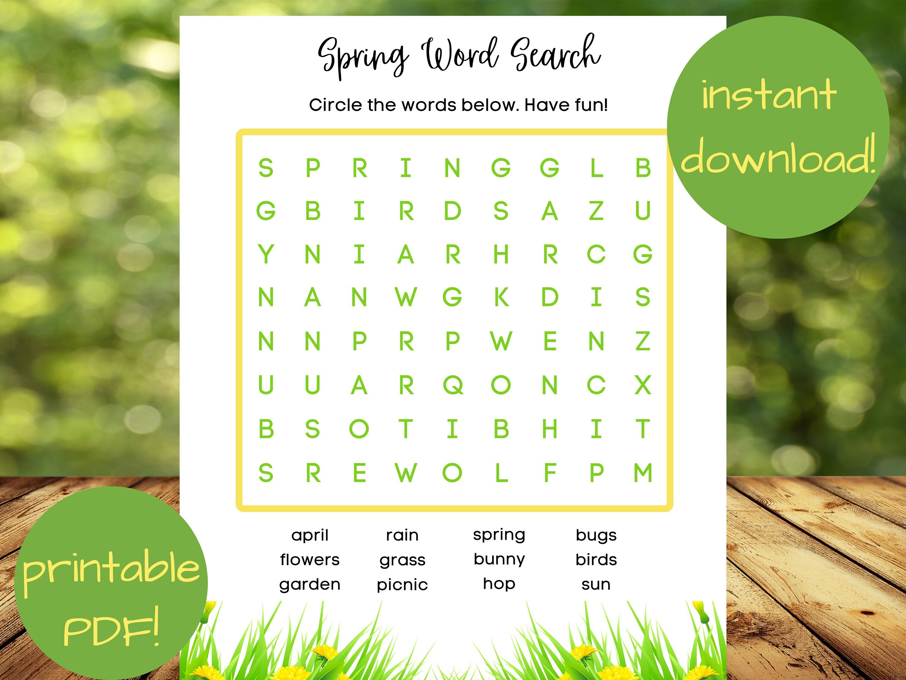 Spring Word Search | Spring Printable Games | Easter Kid Games | Spring ...