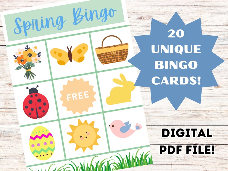 Spring Bingo | Spring Bingo Cards | Spring Printable Games | Spring ...