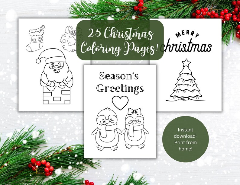 Printable Christmas Coloring Pages for Kids, 25 Coloring Pages for ...